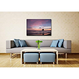 Coastal Sunset CANVAS Print Afterglow Glowing Pink Clouds Beach Photography Pastel Sky Oregon Coast Wall Art Nature Photo Ocean Home Decor Ready to Hang