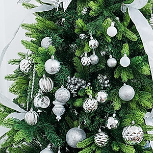 XmasExp 99-Pack Christmas Ball Ornaments Assorted Shatterproof Christmas Tree Decorations with Hand-held Gift Package for Xmas Tree,Home,Party(Silver-White)