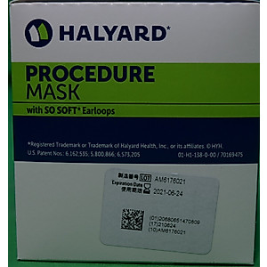 HALYARD Single-Use, Disposable Earloop Medical Mask, Designed For Short-Term Wear, Pleat-Style w/Earloops, Blue, 47080 (Box of 50)