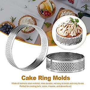 Cake Ring Molds, 6pcs/set Stainless Steel Porous Tart Ring, Perforated Pie Cake Ring Mold, Cake Mousse Ring with Holes for Baking Dessert Ring Tools Heat-Resistant (size:8cm)