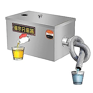 oiakus Commercial Grease Trap, Stainless Steel Grease Trap, Waste Water Oil-Water Separator Under Sink W/Top Inlet, for Kitchen, Restaurant, Canteen, Factory, Home
