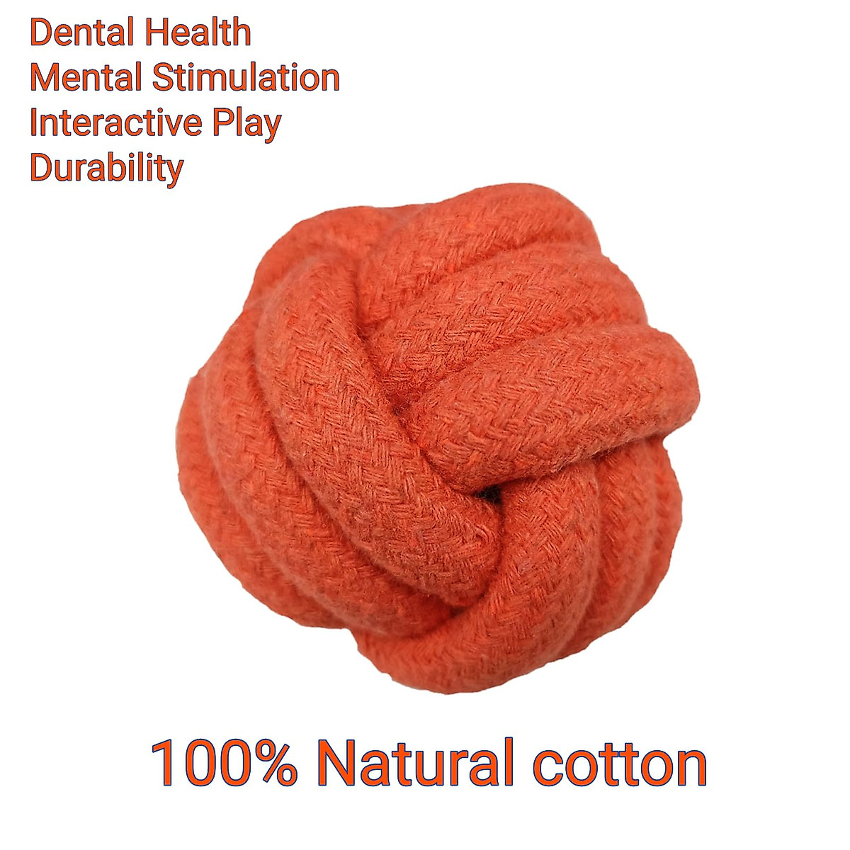 GOGOTAIL Dog Chew Toys, Dog Rope Balls Kit 2 Pack, Fun Interactive Cotton Balls for Medium to Large Dogs with a Diameter of 3 inches, Relieve Boredom, Chewing, Teething and Training, Light Orange.