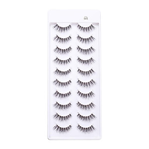 EMEDA False Eyelashes Natural Look 10 Pairs Invisible Band 3D Demi Wispies 12mm Medium Fake Lashes Small Face Eyelashes 100% Handmade Lashes Soft Eye Lash Clear Band Eyelash 1 Pack 005 Style Lashes