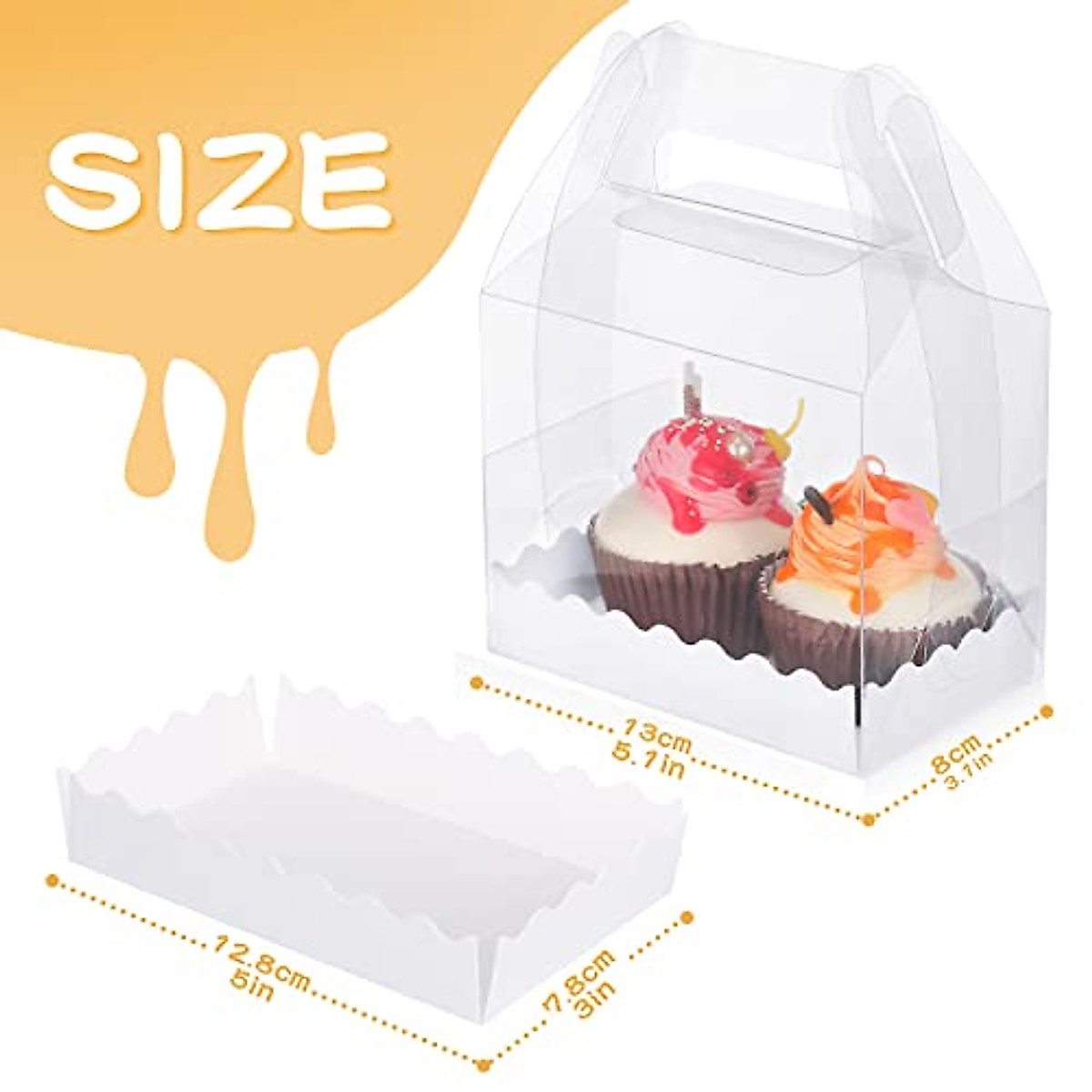 40 Pack Small Clear Gable Bakery Gift Boxes with Handle, Christmas Treat Box Candy Treat Gift Box for Party Pastry Dessert Cookies Birthday Holiday Valentine Birthday Shower (5.12 x 3.15 x 3.93")