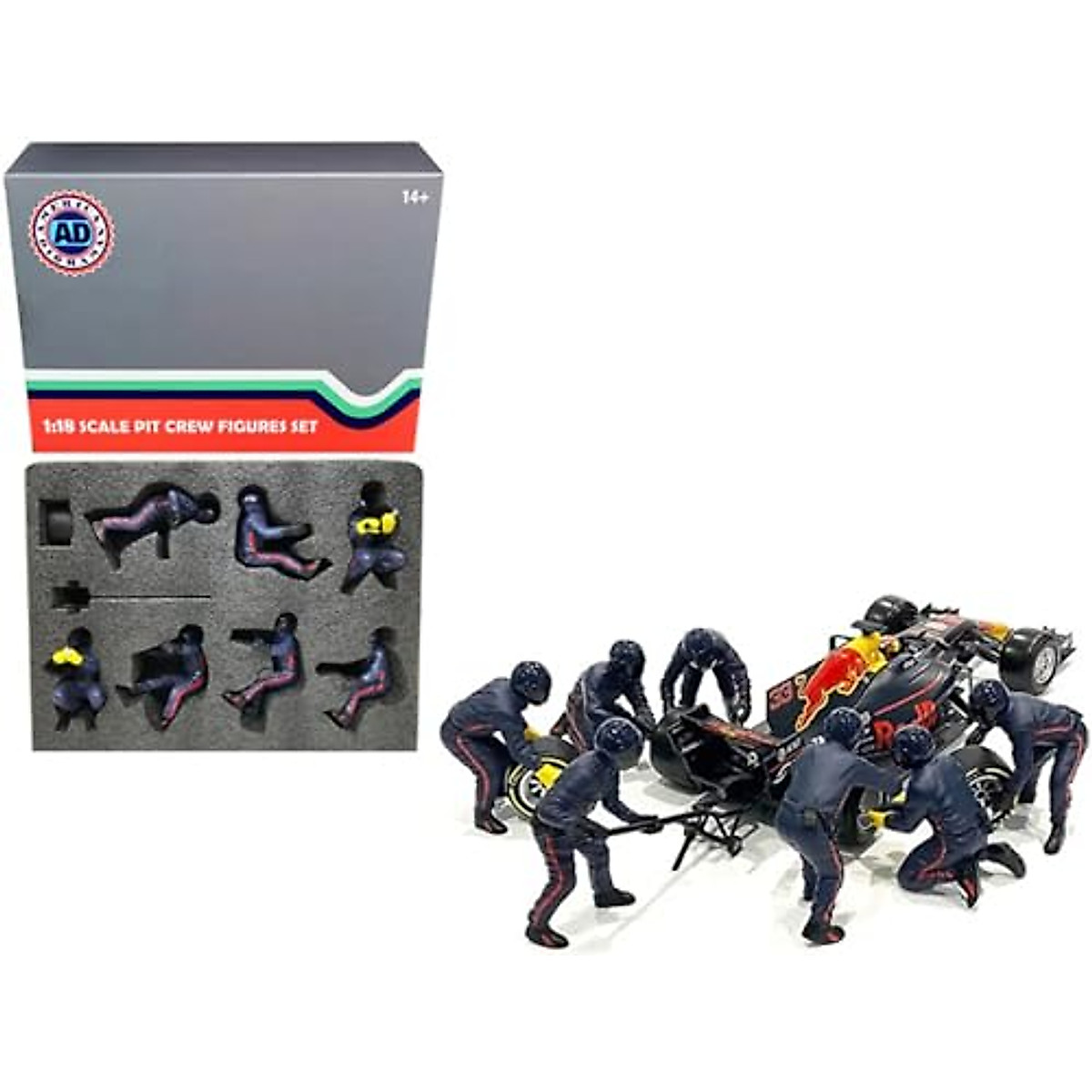 American Diorama Formula One F1 Pit Crew 7 Figurine Set Team Blue Release II for 1/18 Scale Models