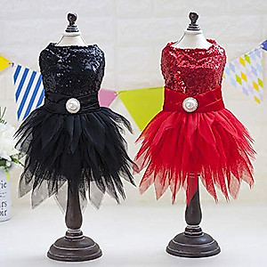 Tangpan Beam Waist Christmas Pet Costume Dog Dance Skirt Satin Camp Party Dress (XX-Large, Red)