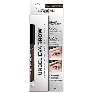L’Oréal Paris Unbelieva-Brow Longwear Waterproof Tinted Brow Gel, Smudge-resistant, Transfer- Proof, Quick Drying, Easy and quick application with precise brush, Dark Brunette, 0.15 fl. oz.