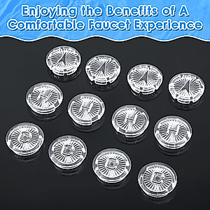 Dreyoo 4 Pack Faucet Index Buttons, Compatible with Gerber 94-445 94-446 94-447 Faucet Handles Button, Bathroom Sink Knobs Hot, Cold, Diverter Index Buttons, Acrylic, Clear