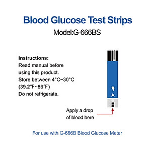 IKZA G-666BS Blood Glucose Test Strips, Include 100 Diabetes Blood Test Strips and 100 Lancets Compatible G-666B, Pain Reduction Design, Glucometer Accessories, Glucose Meter Test Strips for Home Use