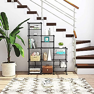 C&AHOME Wire Cube Storage, Wire Grids Organizer Unit with Large and Small Dividers, Metal C Grids Shelving, Storage Bins, Ideal for Closet Cabinet, Bedroom, Living Room, Office, Dormitory, Black