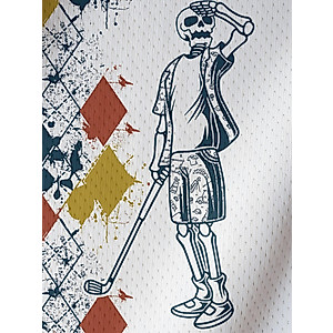 PAGYMO Golf Shirts for Men Hawaiian Crazy Funny Print Mens Polo Shirt Skull Shirts, X-Large, Aop-polo-13582