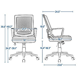 Yaheetech Office Desk Chair Mesh Computer Chair Rolling Executive Chair Mid Back Adjustable Desktop Chair with Lumbar Support Swivel Task Chair for Women Adults and Students, Black