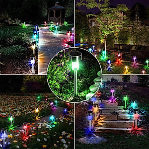 Solar Projection Colorful Lights, Landscape Lawn Garden Led Solar Lights, In-Ground Projection Solar Outdoor Garden Lights (RGB Colorful, Stainless Steel Lawn lamp pcs)