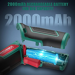 Cordless Screwdriver 6 N.m, HYCHIKA 4V 2000mAh Electric Screwdriver Gun, Adjustable 2 Position Handles, Front LED, DC Charging, 20pcs Accessories