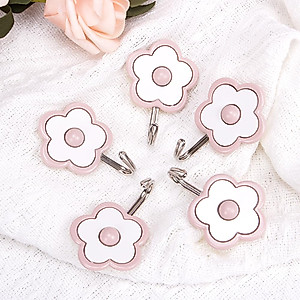 Comidox 5Pcs Cute Floret Utility Hooks Adorable Waterproof Key Hook Wall Hooks Adhesive for Kitchen Bathroom Towels Hats(Random Color)