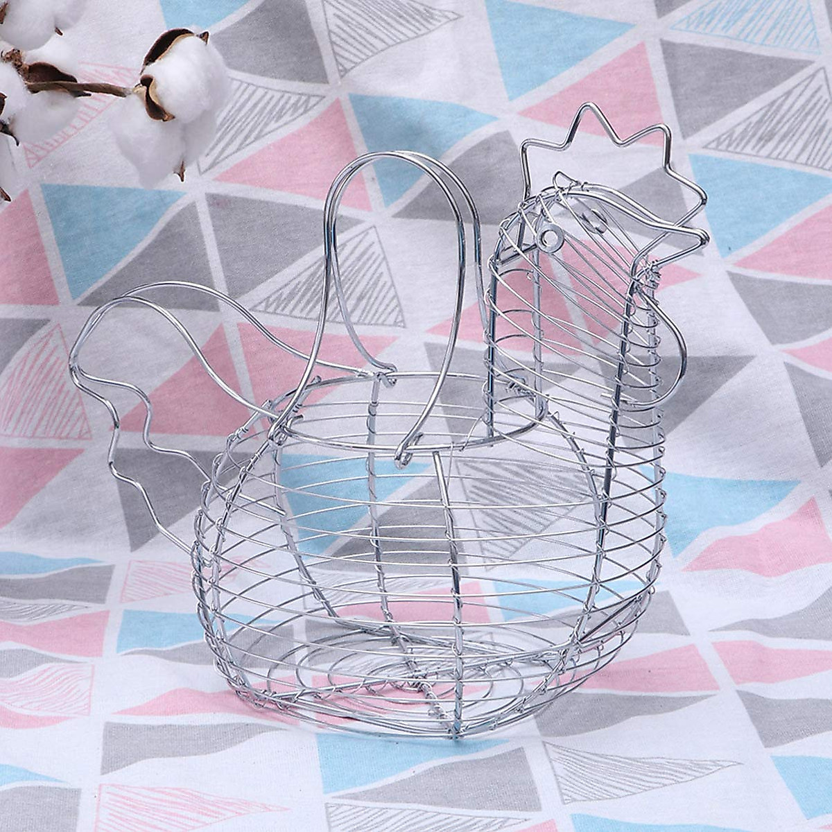 Cabilock Chicken Egg Wire Basket Farmhouse Style Egg Storage Holder Iron Hen Eggs Container Party Easter Eggs Basket Decorative Fruit Snack Serving Basket