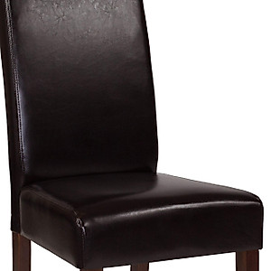 EMMA + OLIVER Brown LeatherSoft Parsons Chair with Mahogany Legs