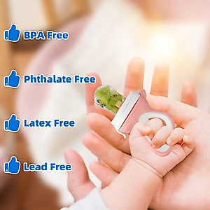 Baby Food Fruit Feeder Pacifier Teething Toys Teether （2Pcak） - Relief Teething Includes All The Sizes Pouches Food Feeder Pacifier 6 Different Silicone Nipple
