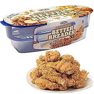 Cook's Choice XL Original Better Breader Batter Bowl- All-in-One Mess Free Breading Station Tray for at Home or On-the-Go - Pour in Seasoning, Add Meat or Vegetables of Choice, & Just Shake
