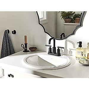 Moen Gibson Matte Black Two-Handle Centerset High Arc Modern Bathroom Faucet with Drain Assembly, Contemporary Black Sink Faucet for 3-Hole Countertops, 6150BL