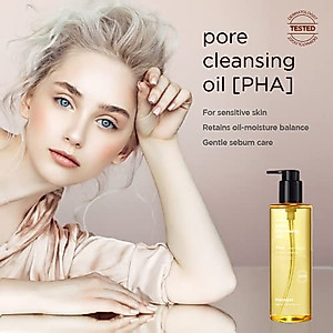 Hanskin Pore Cleansing Oil, Gentle Blackhead Cleanser and Makeup Remover for Sensitive Skin [PHA] (10.14 oz)