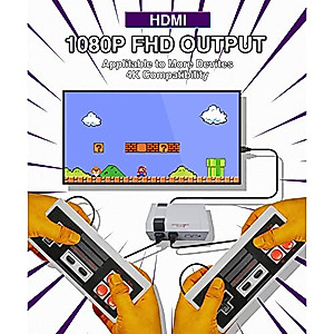 Feliexez 1080P Retro Game Console, Gaming Consoles with 621 Built-in Old Games, Game Console Emulator TF Card Slot for Game Saves & Download, 8-Bit Plug &Play Video Game System for Kids&Adults as Gift