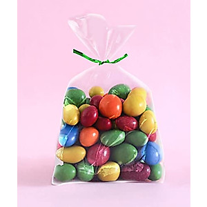 Purple Q Crafts Clear Plastic Cellophane Bags with 4" Colored Twist Ties for Gifts Party Favors (4"x6", 200 Pack)