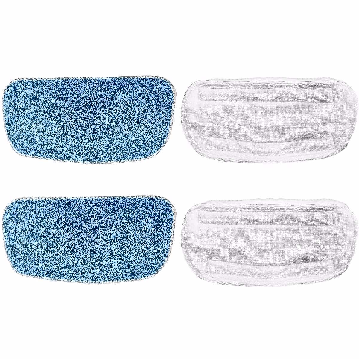 sandoo Steam Mop Pads, 4 Pack Household Washable Pads for SC1050 Steam Mop, Replacement Microfiber Mop Pads, with Touch Fastener, for Various Floors, 2 White and 2 Blue, SC0001