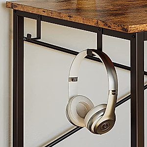 IRONCK Computer Desk 47" with Power Outlet & Storage Shelves, Study Writing Table with USB Ports Charging Station, PC Desk Workstation for Home Office, Rustic Brown