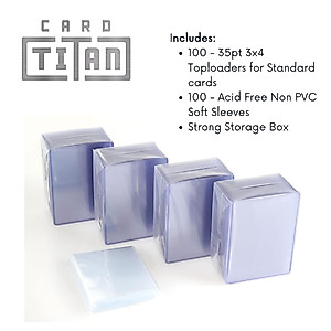 CARD TITAN PRO 3" x 4" Standard 35pt Toploaders and Soft Sleeves - Premium Quality Ultra Clear Card Sleeves - Top Loaders for Cards and Penny Sleeves for Trading Cards - Baseball Card Sleeves (200ct)