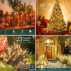 Indoor/Outdoor Multi-Color Musical Christmas Lights - Plays 25 Classical Holiday Songs - 8 Function Chaser - Green Wire - 26 Ft Wire Length, 2" Space Between Bulbs