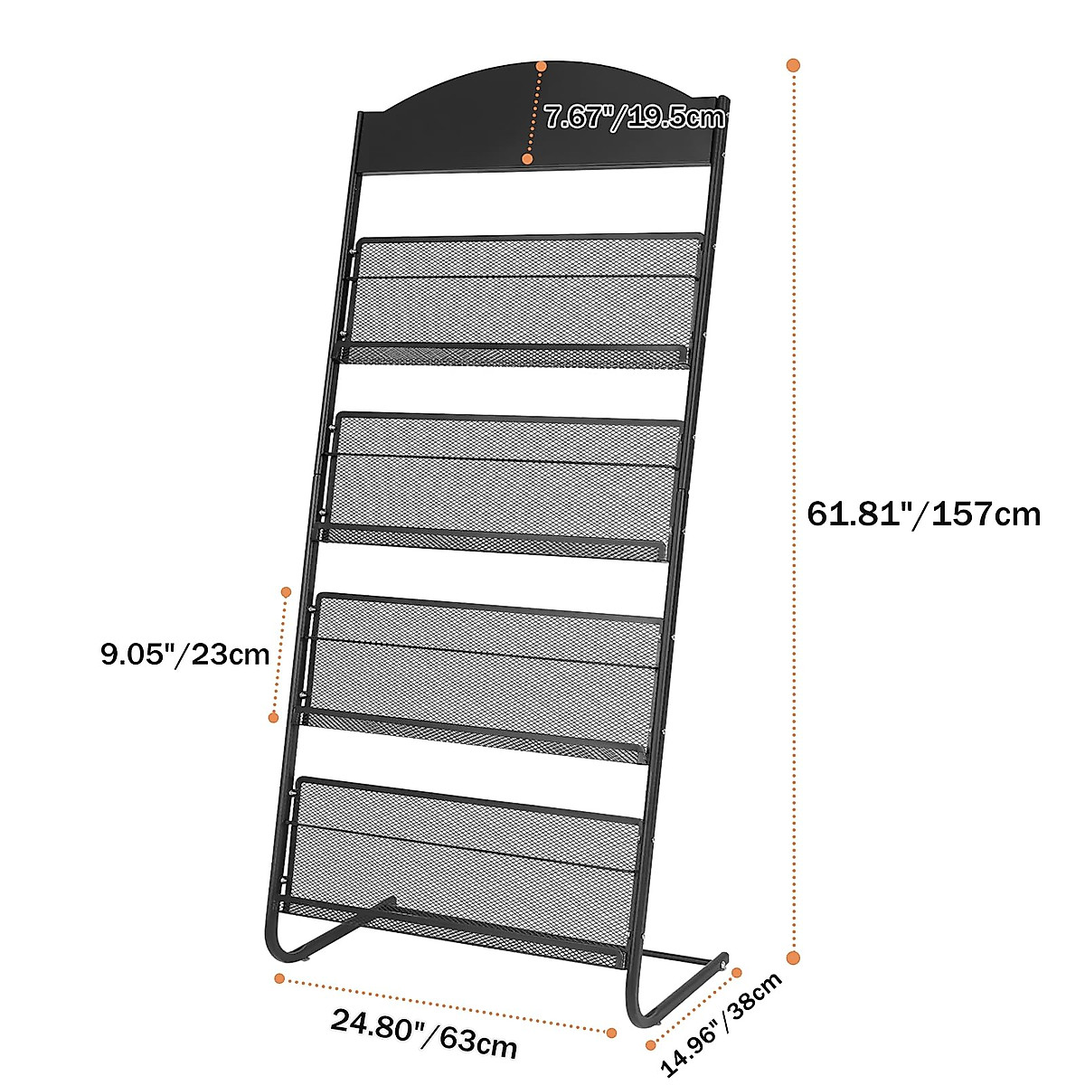 XIDIHF Floor-Standing Magazine Rack 5 Layer with Wheels Brochure Display Stand Large Newspaper Stand for Trade Show Exhibitions Office (Long 18.7 IN)