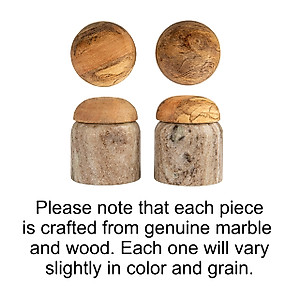 Creative Co-Op Modern Marble Canister with Wood Lid, Natural