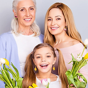 6 Pairs Easter Earrings Rabbit Carrot Tulip Chick Earrings Flower Stud Earrings Pink Flower Earrings Clay Bunny Statement Dangle Earrings for Girls Women, 6 Styles