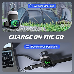 Pddosi Portable Charger for Apple Watch, 1500mAh iWatch Charger Travel, Magnetic Portable Watch Charger Keychain, Portable Wireless Charger for iWatch Series 10/9/8/7/6/5/4/3/2/SE/Ultra (Black)