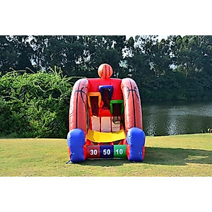 JumpOrange Inflatable Basketball Game (with Blower and Foam Basketballs), Kids and Adults, Commercial Grade, Rental Game, Hoop Shot Target, Toss Game, Outdoor Indoor, Blow Up, 15oz PVC Vinyl, <90 LBS