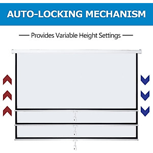 ZENY Projector Screen Pull Down 80 Inch 16:9 HD Projection Screen Folding Home Theater Portable Indoor Outdoor Movie Screen
