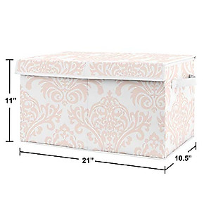 Sweet Jojo Designs Blush Pink and White Damask Girl Small Fabric Toy Bin Storage Box Chest For Baby Nursery or Kids Room - for the Amelia Collection