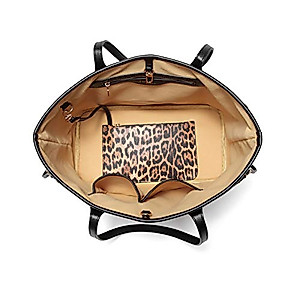 Daisy Rose Tote Shoulder Travel Bag & Matching Clutch PU Vegan Leather - Leopard