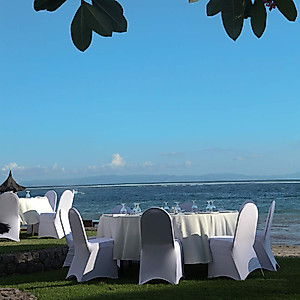 Obstal 10 PCS White Spandex Dining Room Chair Covers for Living Room - Universal Stretch Chair Slipcovers Protector for Wedding, Banquet, and Party