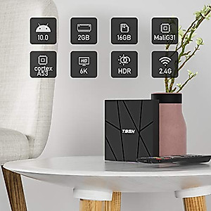 Android 10.0 TV Box, T95H Smart Box with H616 Quadcore Quad-core ARM Cortex-A53 Mali-G31 MP2 GPU 2GB ROM 16GB eMMC 2.4GHz WiFi 100M LAN Ethernet