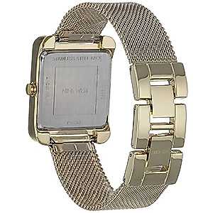 NINE WEST Women's Japanese Quartz Dress Watch with Stainless Steel Strap, Gold, 18 (Model: NW/2090CHGB)