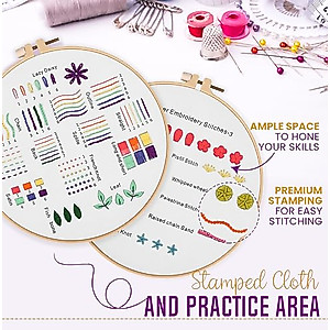 ARTIFICAY 4Set Embroidery kit for Beginners with Embroidery Patterns, Embroidery Kits for Kids, Needlepoint Kits for Beginners, Beginner Embroidery kit for Adults, Ideal Hand Embroidery kit to Learn