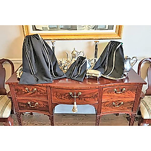 15.00 Savings, TarnishSTOP, USA Made, Bundle (3) Anti-Tarnish Prevention Cloth Storage Bags (Small, Medium and Large) + (1) Gigantic Silver Polishing Cloth For Silverplate & Sterling Silver, Blue