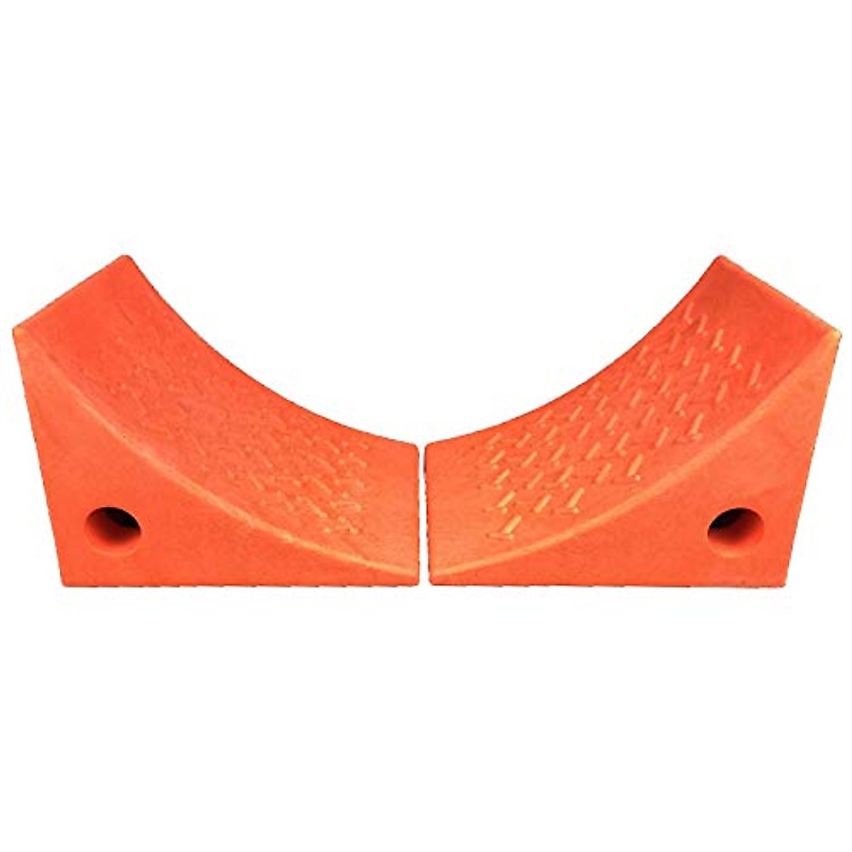HOXWELL 2 Pack RV Leveling Blocks Wheel Chocks, Premium Heavy Duty Vehicle Wedge Design and Garage Grip Bottom for Travel Trailers, Camper, Truck, Car and ATV Orange 2 Pack