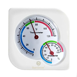SunGrow Hermit Crab Thermometer & Hygrometer for Terrariums and Reptile, Analog Gauges, Measures in Fahrenheit & Percent, White, 1 Pc per Pack