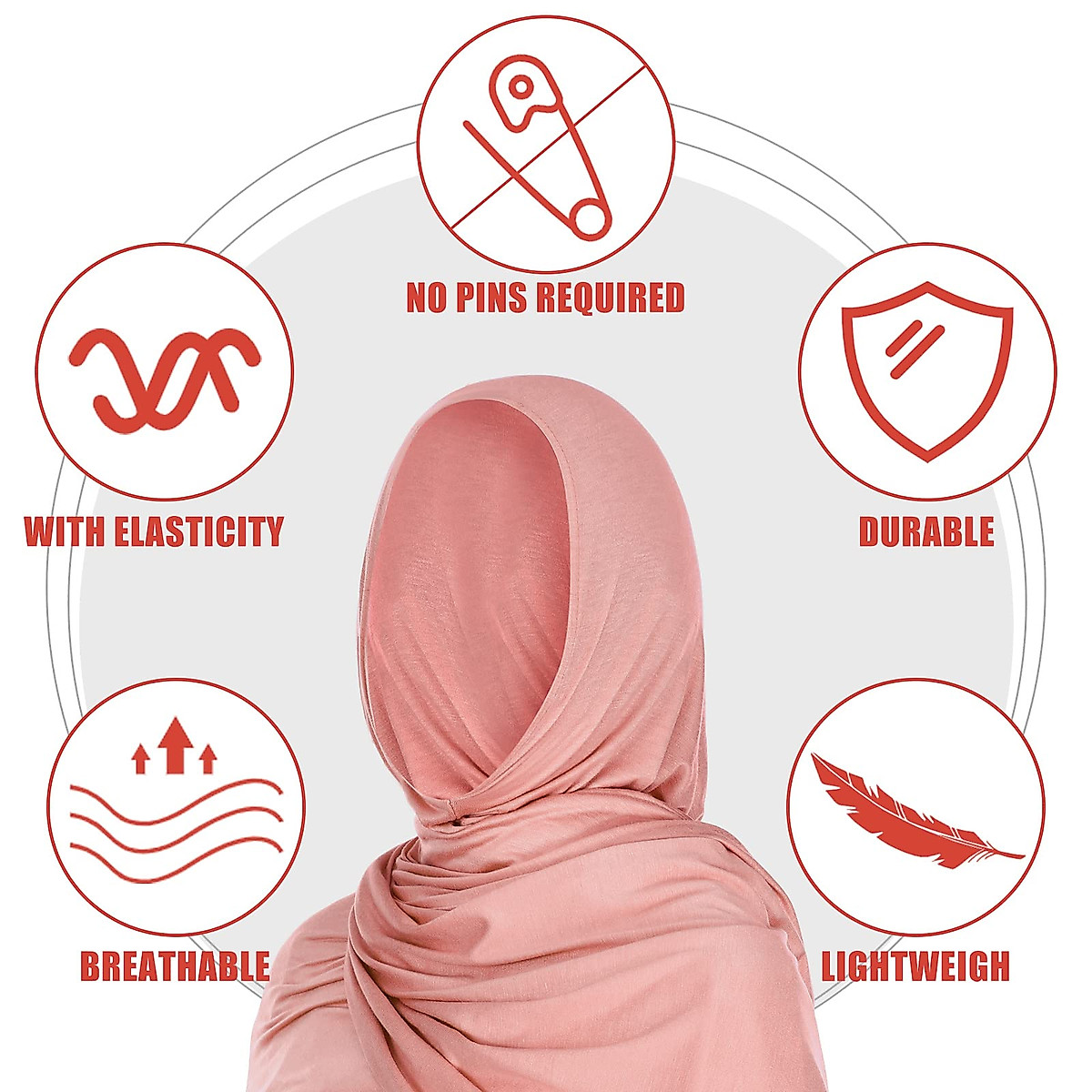 Vabean 4 Pcs Instant Hijab for Women Jersey Hijabs Pinless Islamic Muslim Head Wraps Premium Head Scarf Hijab Shawl(Fresh Color)