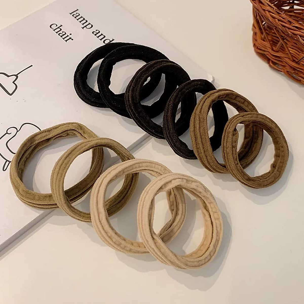 OSP 10 PCS No Damage, No Break, Super Soft and Comfy Hair Tie Scrunchies For Fine, Thin, and Thick Hair (Neutral/Nude)