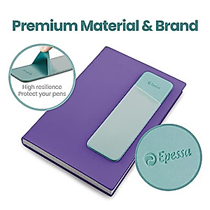 Epessa Stick-On Pen Holder for Notebook, Adhesive Pencil Sleeve Pouch for Hardcover Journals, Planners, Notebooks, Reusable Pen Pocket Organizer Easy to Remove (Green)