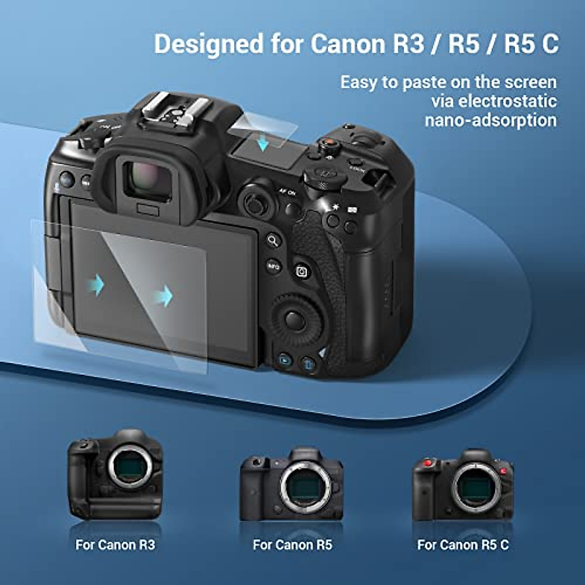 SMALLRIG R3 R5 R5 C Screen Protector, Anti-Scratch Anti-Fingerprint Anti-Bubble Anti-Dust, Hardness Tempered Glass Full Coverage Screen Guard for Canon R3, R5, R5 C [2+2 Pack] - 3674